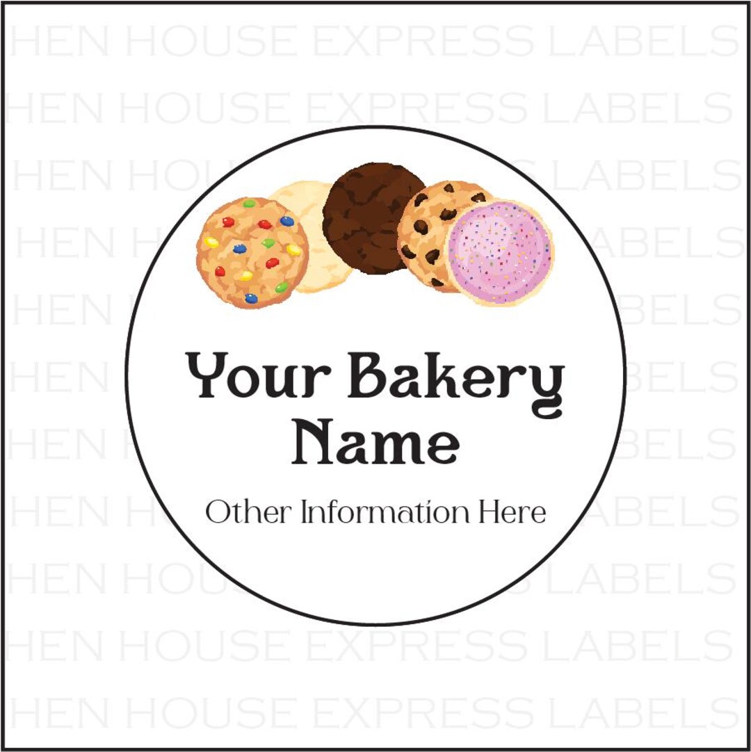 Custom Bakery Cookie Logo Baked Goods Labels Stickers (40 2" , 36 2.5 ...