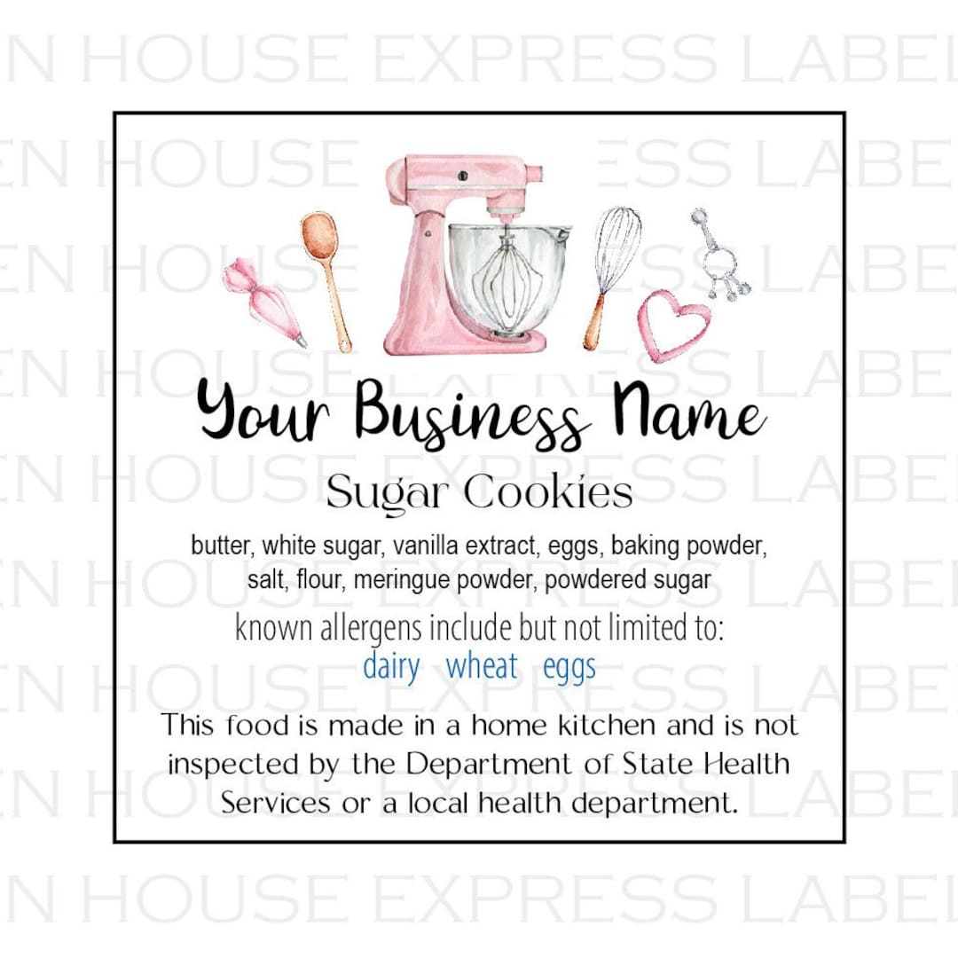 36 Custom Cottage Bakery Law Labels Stickers (2.5" Square) - Etsy