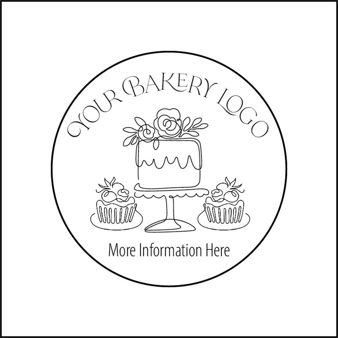 Custom Bakery Logo Baked Goods Labels Stickers (40 2" , 36 2.5", or 30 ...