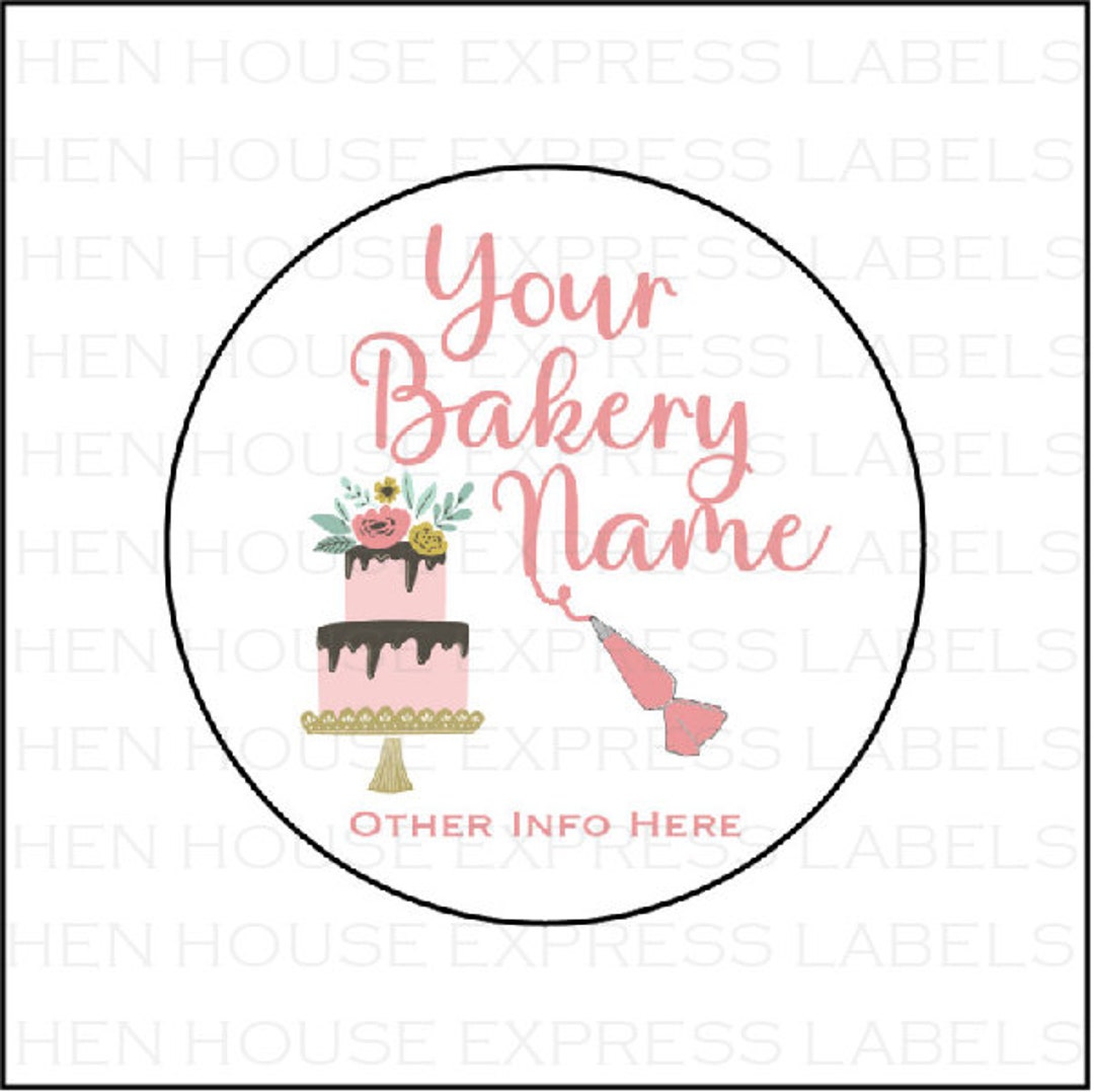 Custom Bakery Logo Baked Goods Labels Stickers (40 2" , 36 2.5", or 30 ...