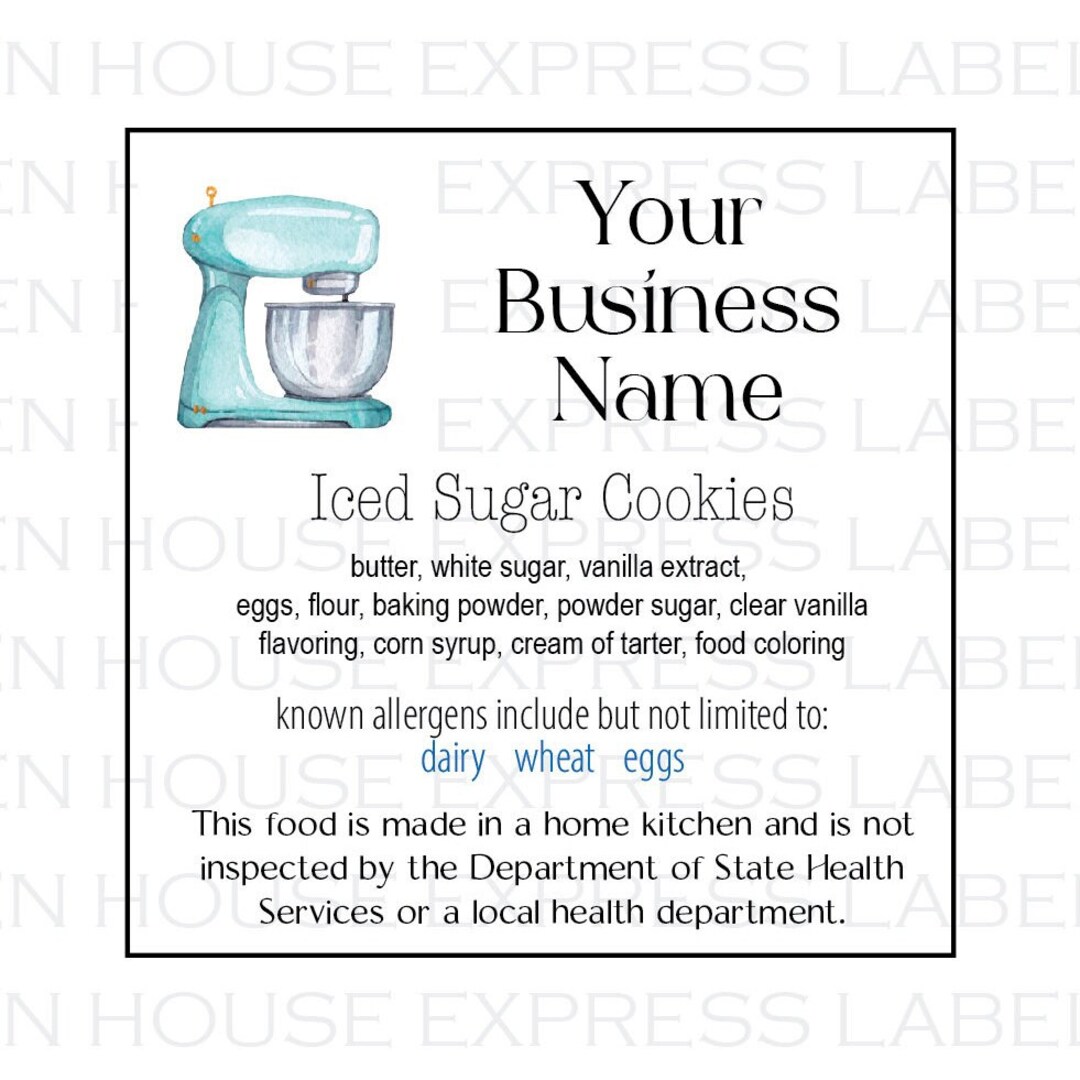 36 Custom Cottage Bakery Law Labels Stickers (2.5" Square) - Etsy