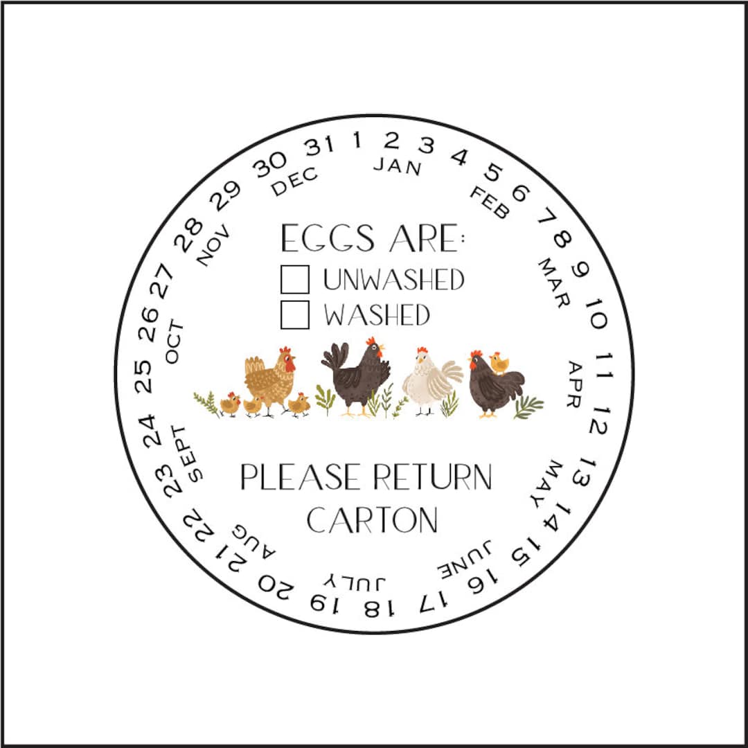 Egg Carton Date Washed/unwashed Labels Stickers (30 3" or 36 2.5" or 40 ...