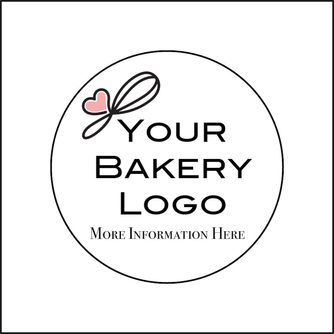 Custom Bakery Logo Baked Goods Labels Stickers (40 2" , 36 2.5", or 30 ...