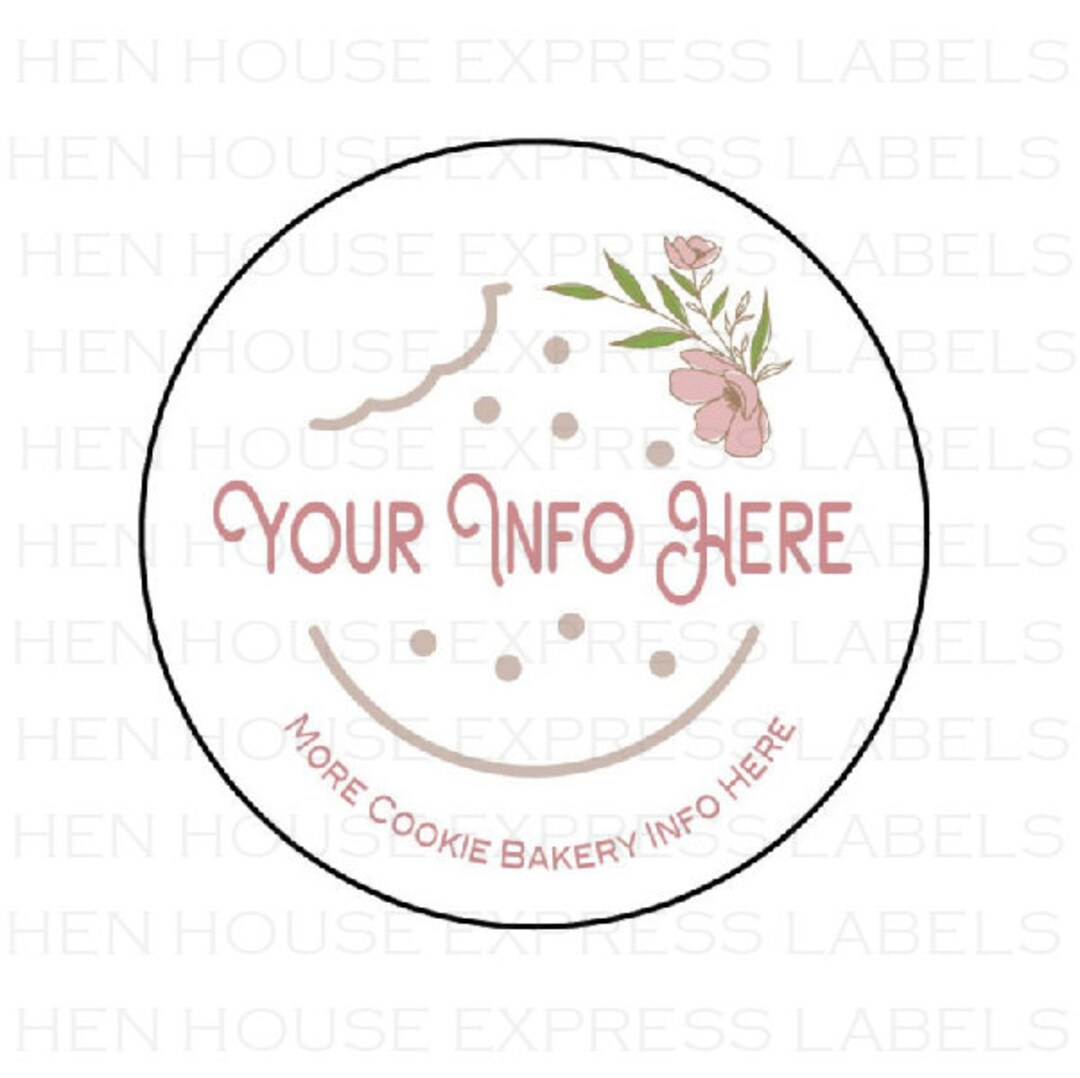 Custom Bakery Cookie Logo Baked Goods Labels Stickers (40 2" , 36 2.5 ...