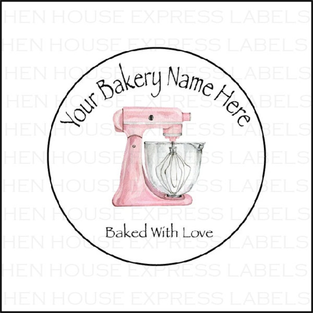 Custom Bakery Logo Baked Goods Labels Stickers (40 2" , 36 2.5", or 30 ...
