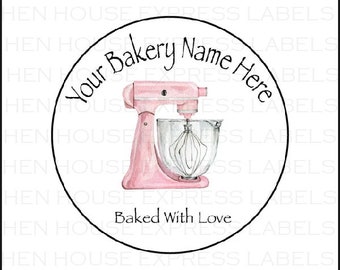Custom Bakery Logo Baked Goods Labels Stickers 40 2 , 36 2.5, or 30 3 ...