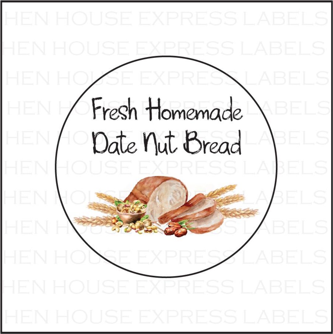 40 Homemade Date Nut Bread Labels Stickers - Etsy
