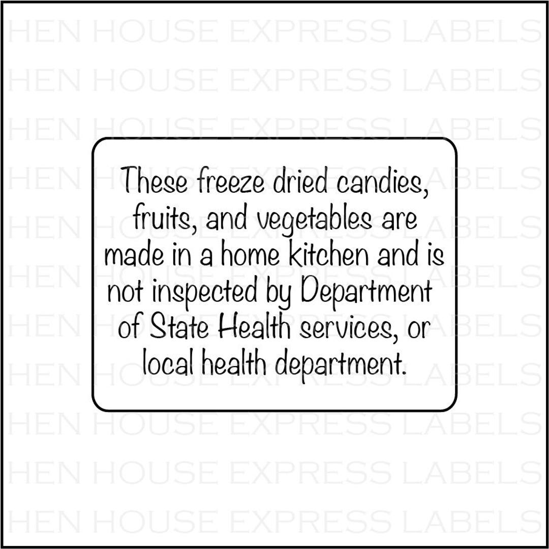 48 Cottage Home Bakery Inspection Labels Stickers (freeze Dried Candies ...