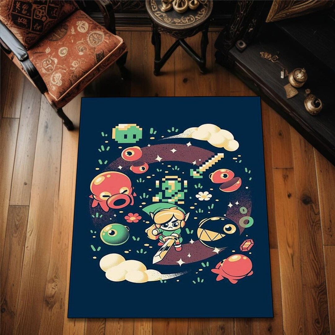 Zelda Pattern Rug, Zelda Decor, Legend of the Zelda, Zelda Rug, Retro ...