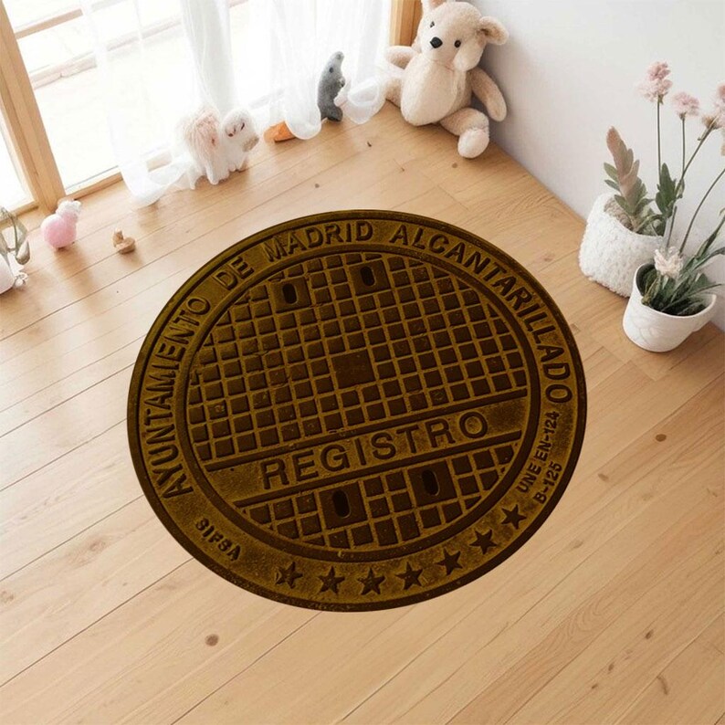 Manhole Cover Decor Rug, Manhole Cover Decor, Manhole Cover Carpet ...