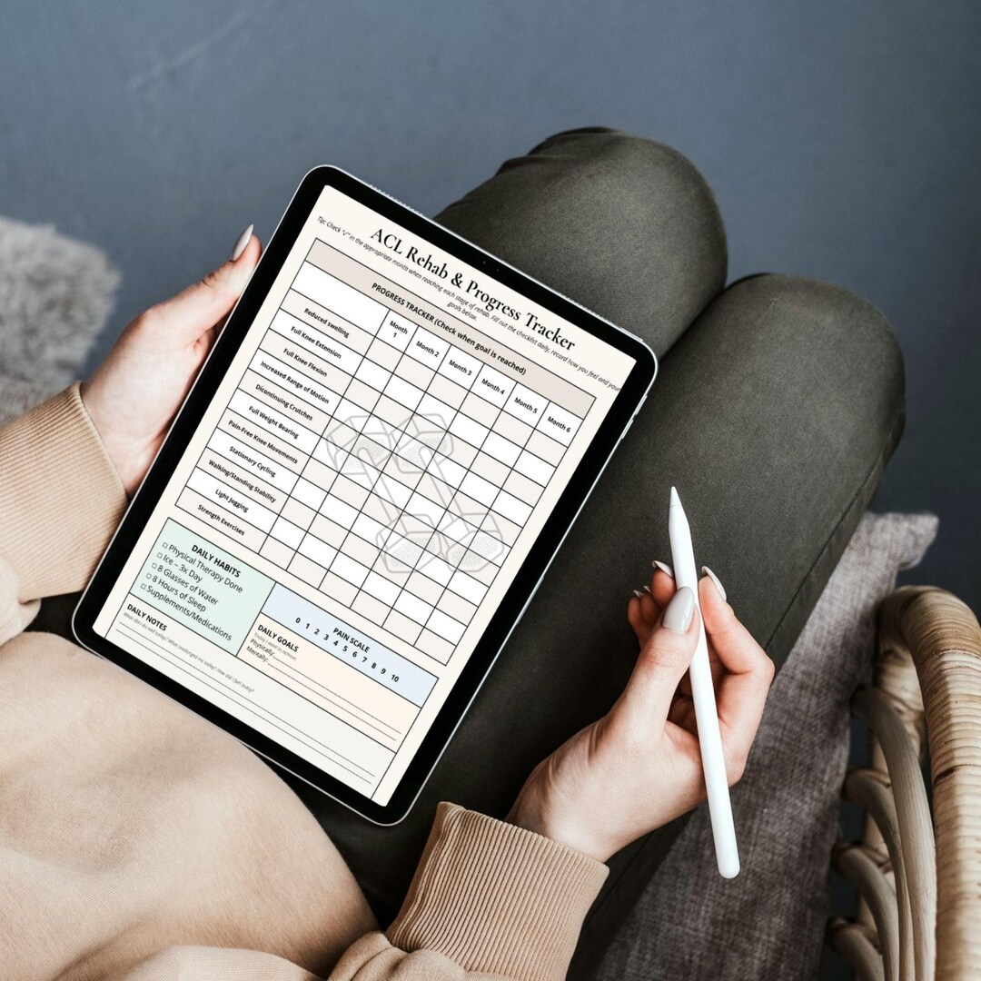 ACL Rehab & Progress Tracker Printable – Knee Recovery PDF, Physical Therapy Log, Daily Pain ...