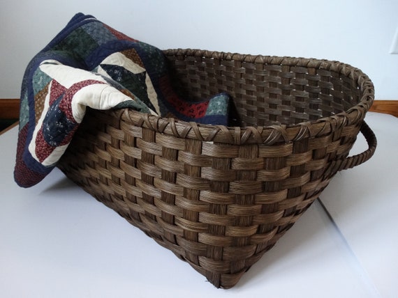 Hand Woven Basket in Dark Walnut. Storage Basket. Large Storage Basket. Basket With Handles. Large Basket. Traditional Handmade Baskets. Etsy Ireland