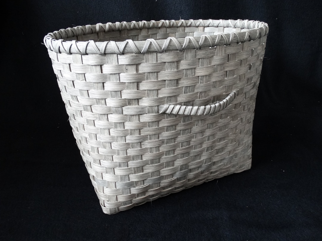 Custom Made Hand Woven Basket in Light to Medium Gray. Large Storage ...