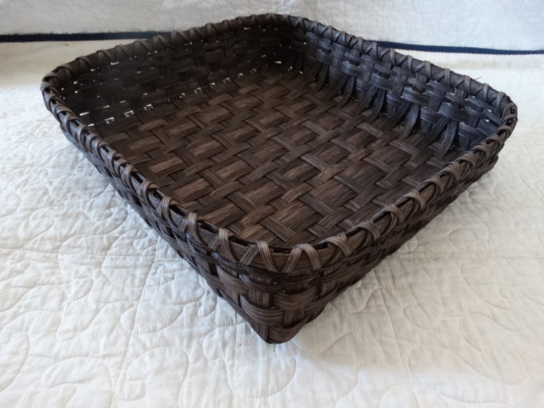 Hand Woven Basket in Dark Walnut Water Based Stain. Storage Basket ...