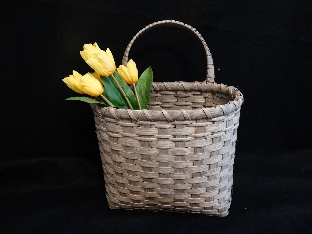 Hand Woven Wall Basket in Light to Medium Gray. Hanging Wall Basket ...