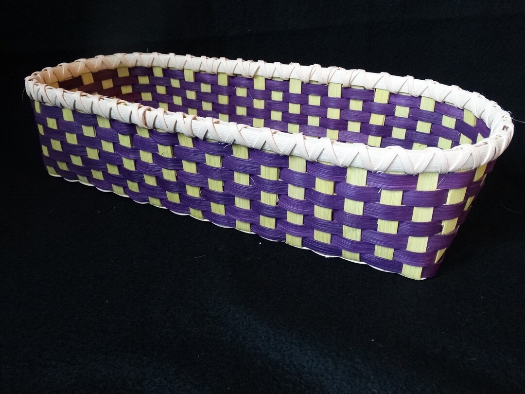 Hand-woven Basket in Purple and Chartreuse. Storage Basket. Long Bread ...
