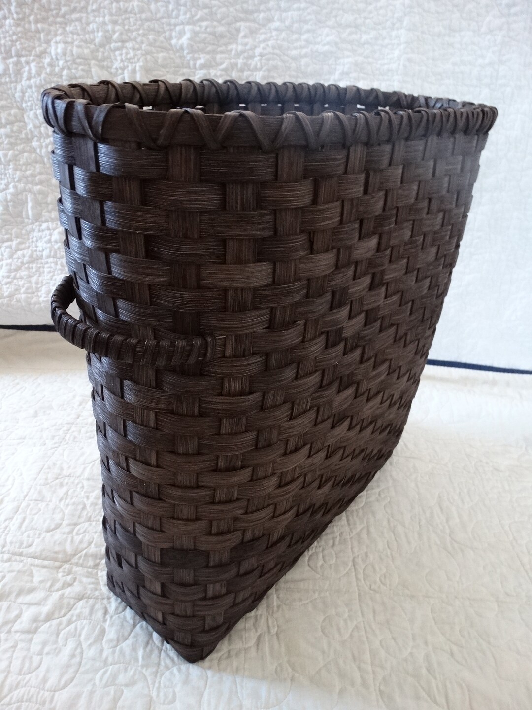 Hand Woven Basket in Dark Walnut Water-based Stain. Large Storage ...