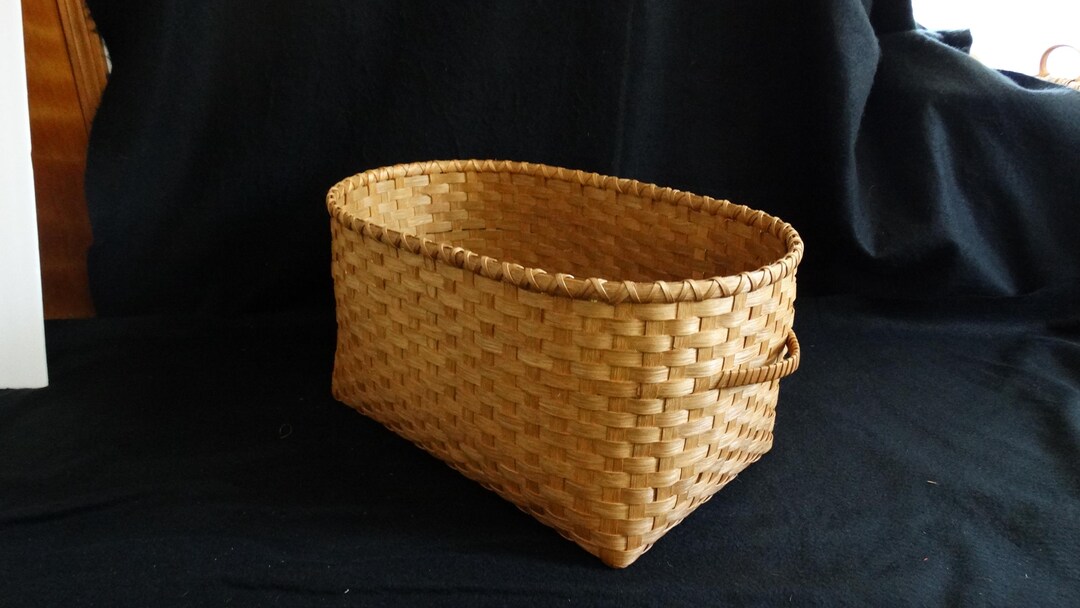 Custom Hand Woven Splint Reed Basket Stained to Golden Oak. Large ...