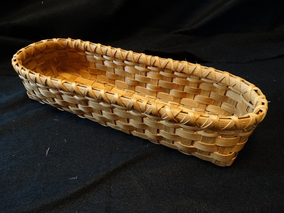 Hand Woven Basket in Golden Oak. Storage Basket. Long Rectangular ...