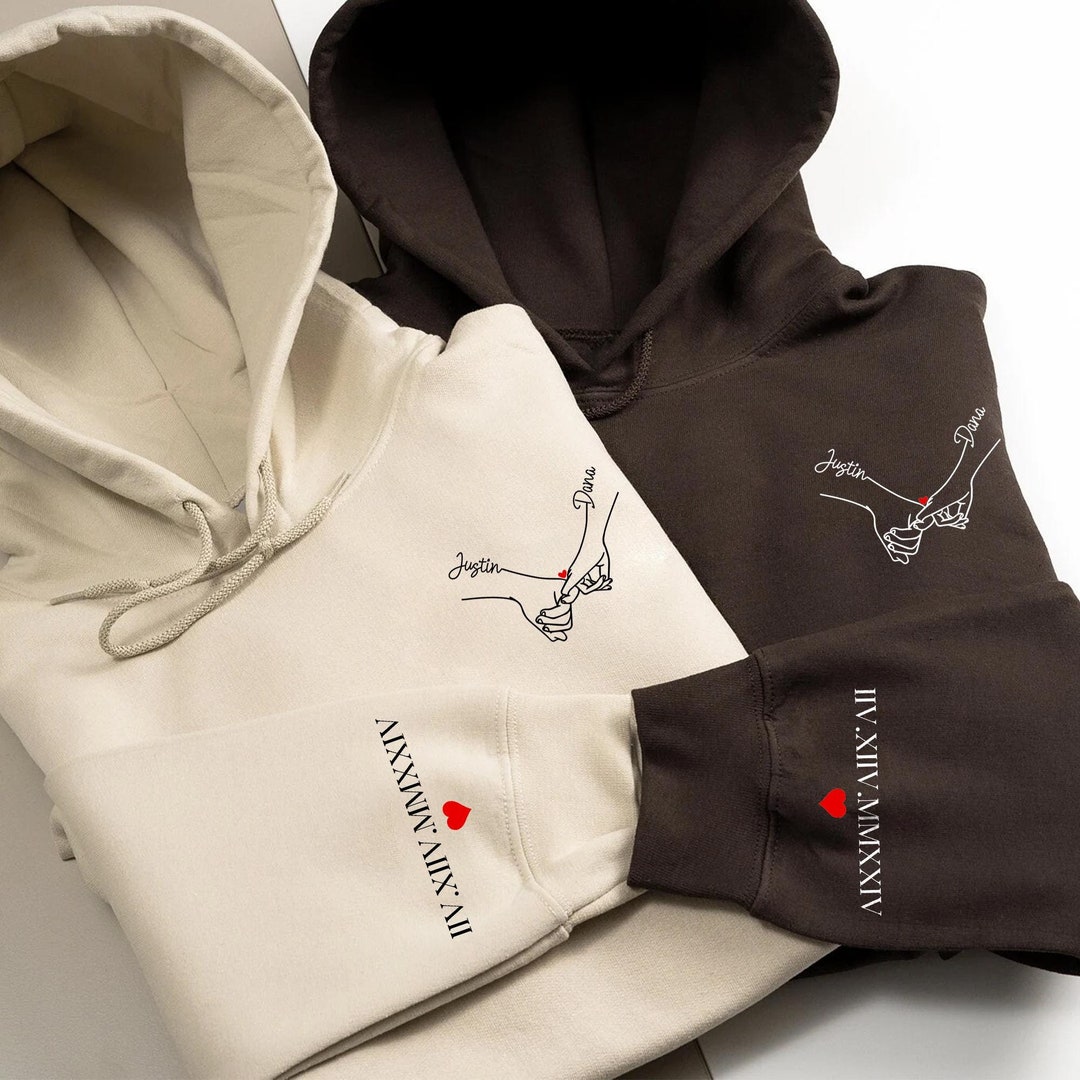 Couple Pinky Promise Matching Crewneck Sweater, Hoodie With Roman ...
