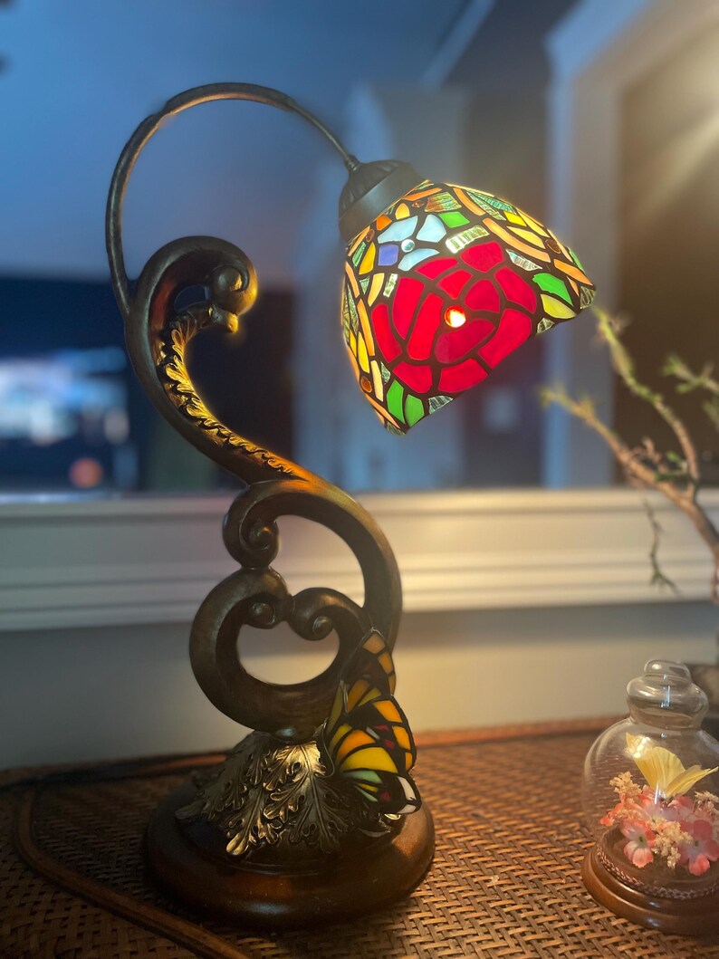 Stained Glass Flower Lamp - Etsy