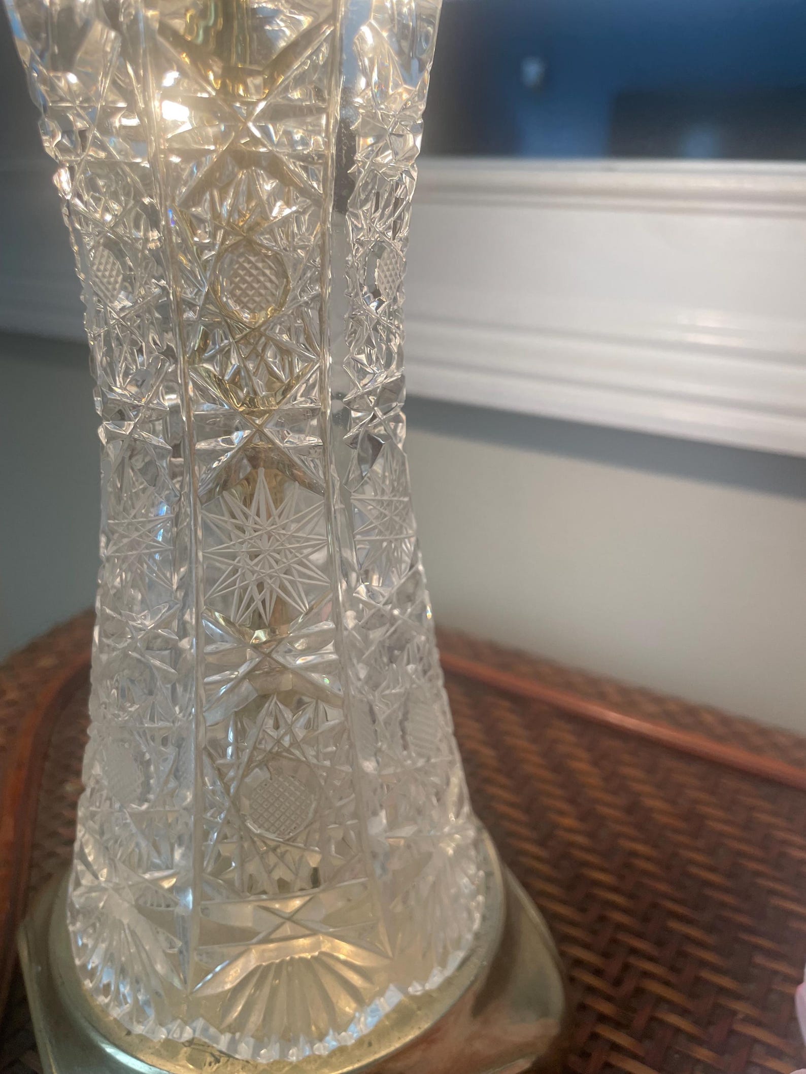 1950s Cut Crystal Parlor Table Lamp With Scalloped Shade - Etsy
