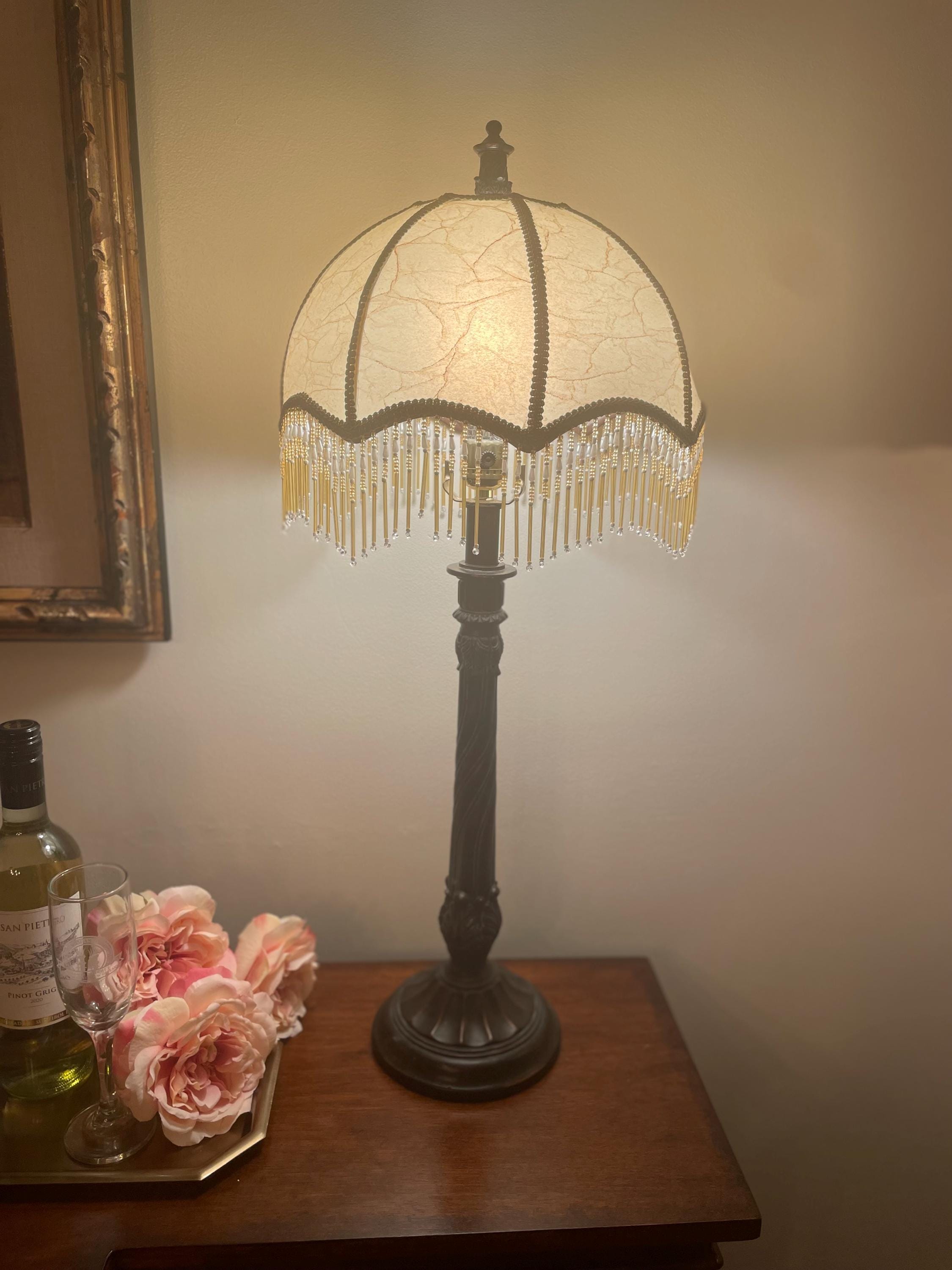 Vintage Tassel Table Lamp With Unique Shade - Etsy