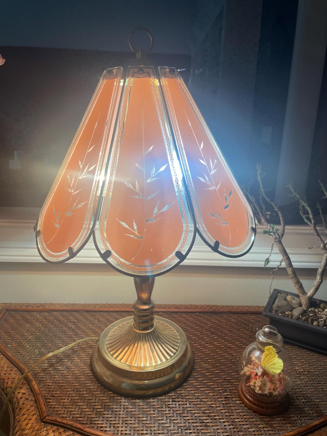 Vintage Pink Glass Panel Touch Lamp - Etsy