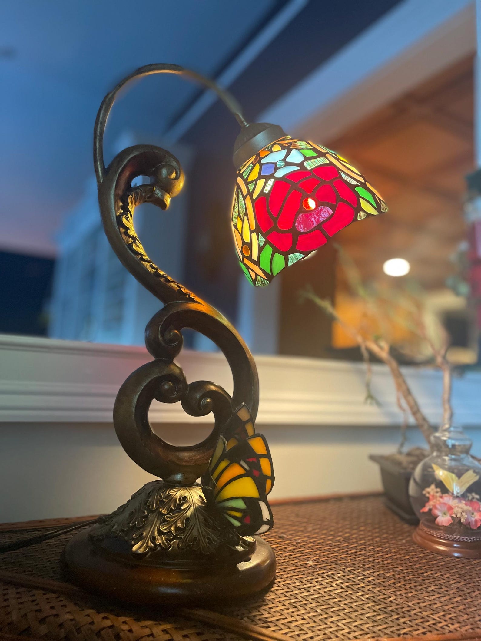 Stained Glass Flower Lamp - Etsy