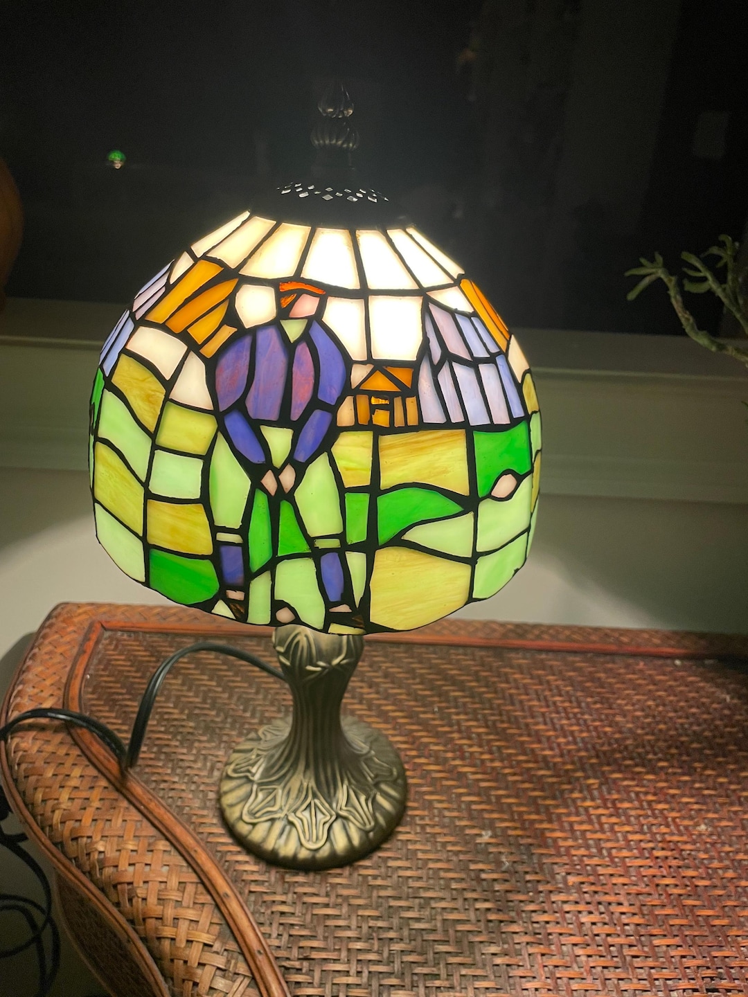 Vintage Stained Glass Golf Themed Table Lamp - Etsy