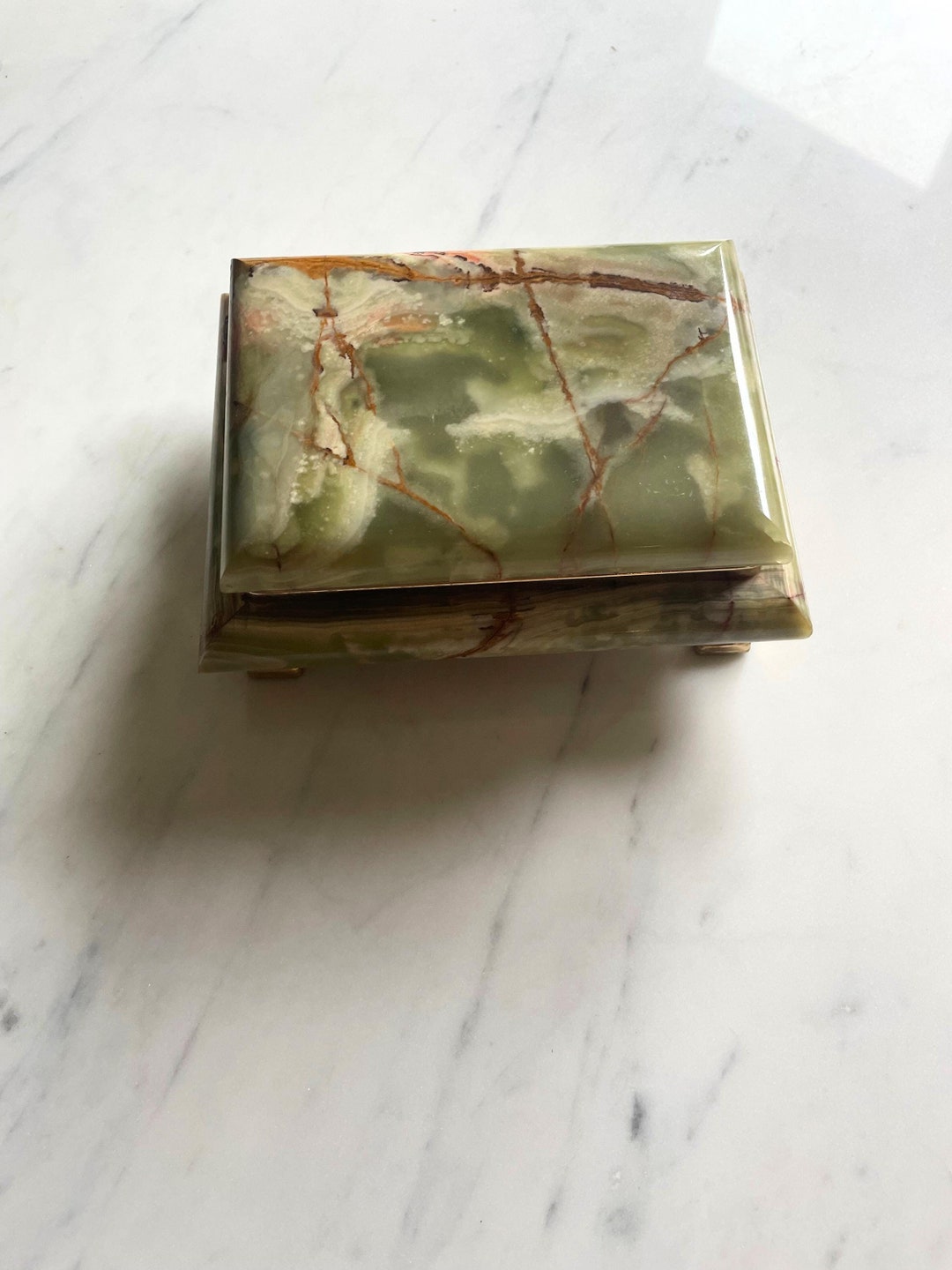Vintage Italian Marble/onyx Trinket Box. Jewlery Box - Etsy