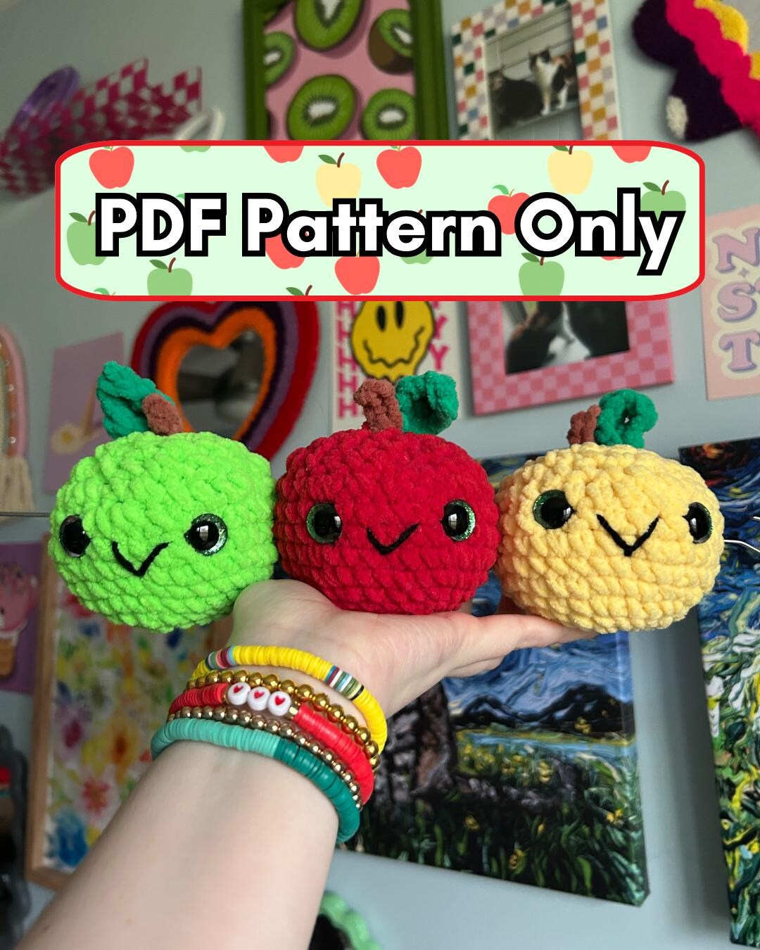 Low-sew Apple Crochet Pattern PDF - Fruit Amigurumi, Plush Yarn, Decor ...