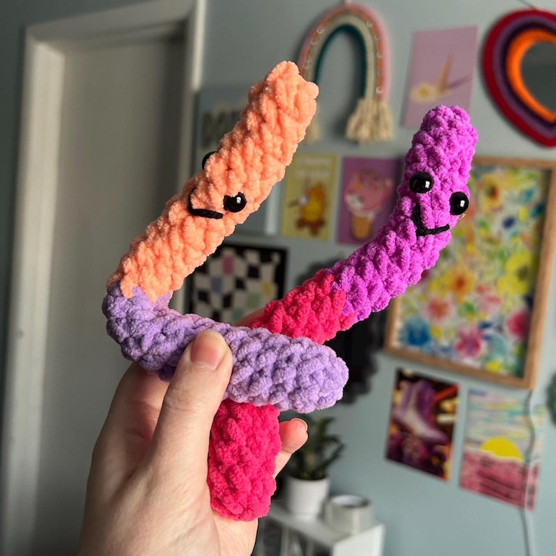 Handmade Crochet Gummy Worm Bendy Fidget Toy for Adults and Kids - Etsy
