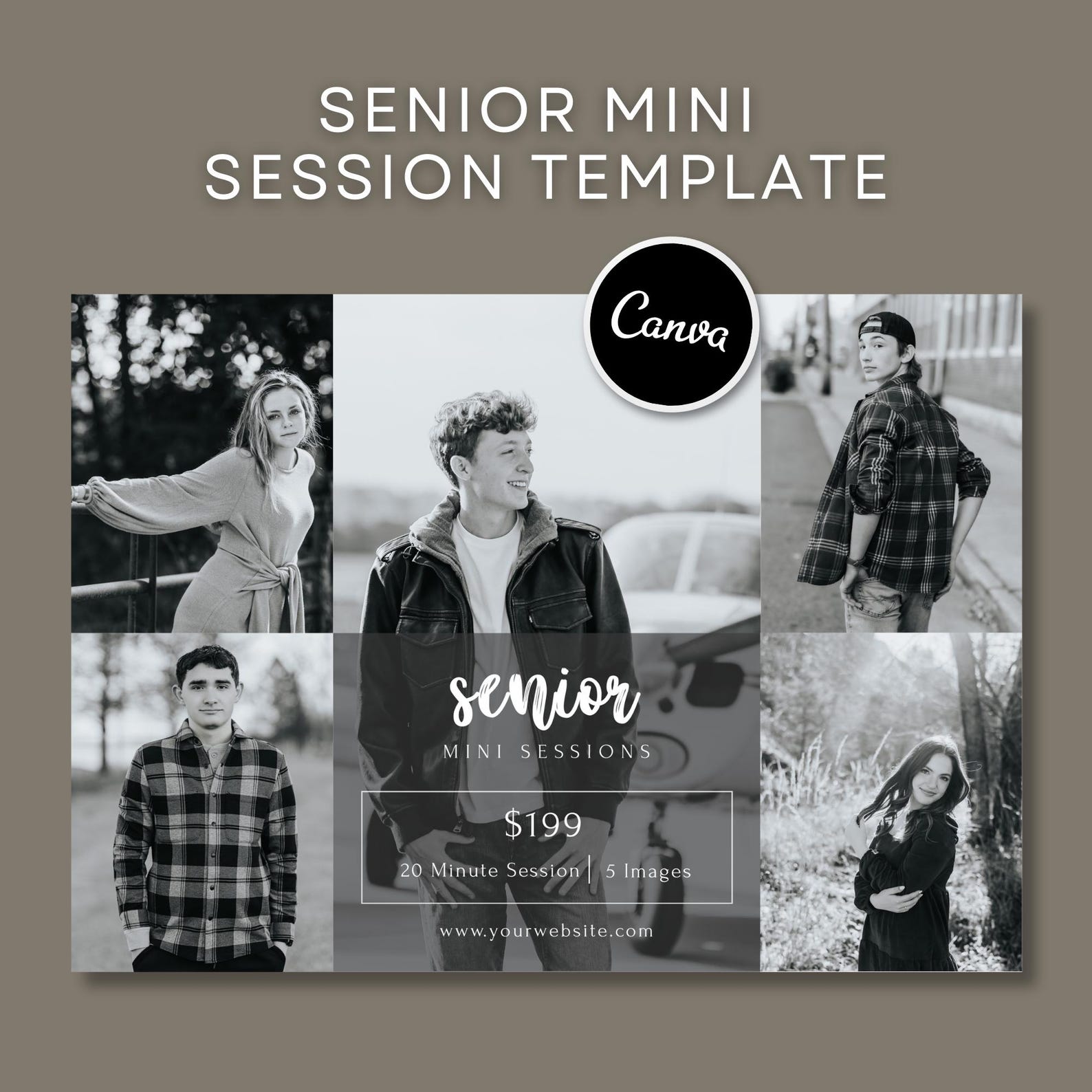 Senior Mini Session Template | Canva Marketing Promo for Photographers ...