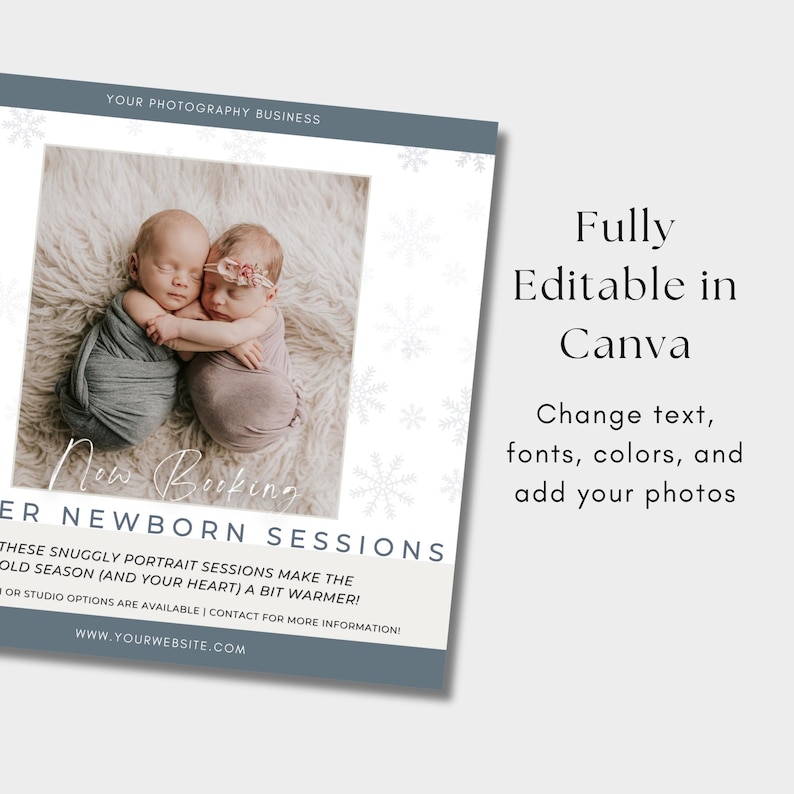 Winter Newborn Photography Template | Canva Slow Season Marketing ...