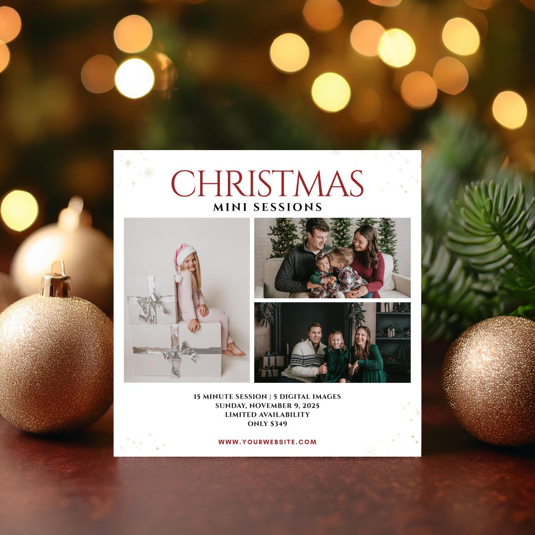 Christmas Mini Photo Session Canva Template: Holiday Photography Flyer ...