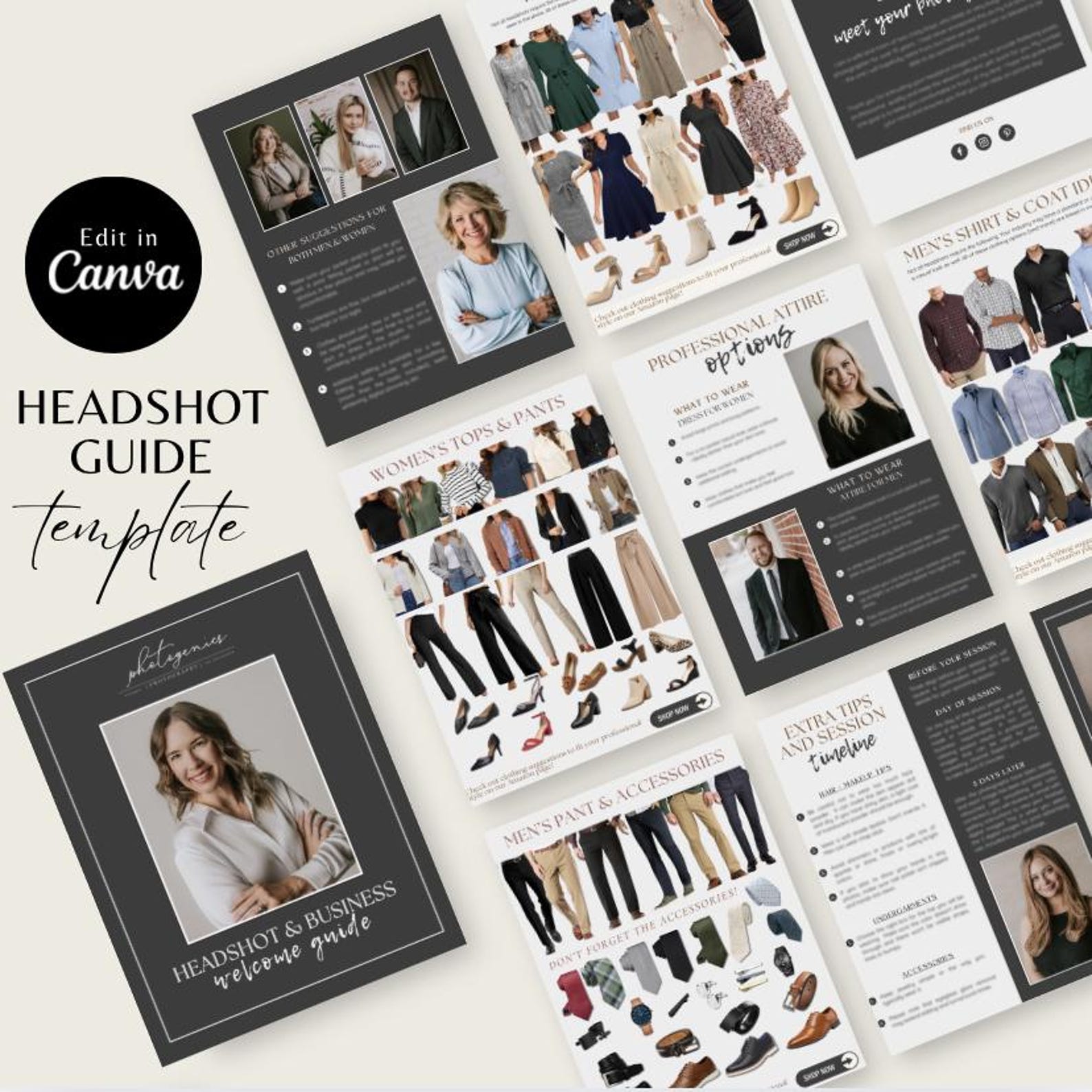 Headshot Style Guide Template: Photographer Welcome Packet (canva Editable, Digital Download - Etsy