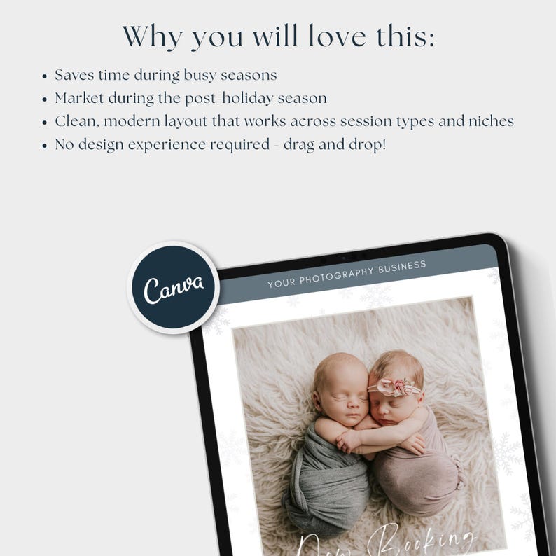Winter Newborn Photography Template | Canva Slow Season Marketing ...