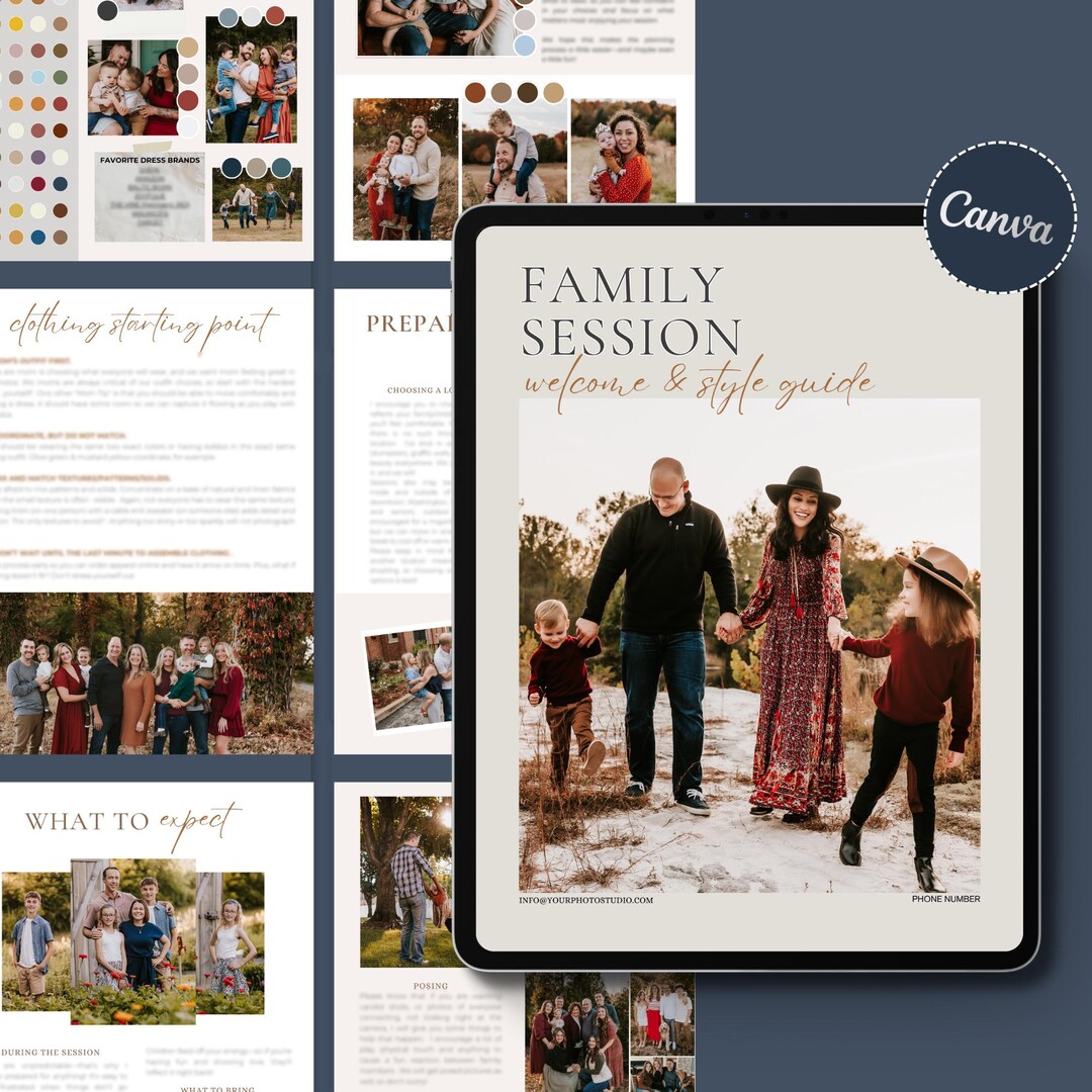 Family Photo Session Guide Canva Template: Client Prep & Outfit Tips ...