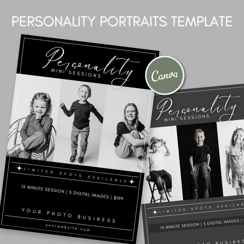 Personality Portrait Mini Session Template | Editable Canva Ad for ...