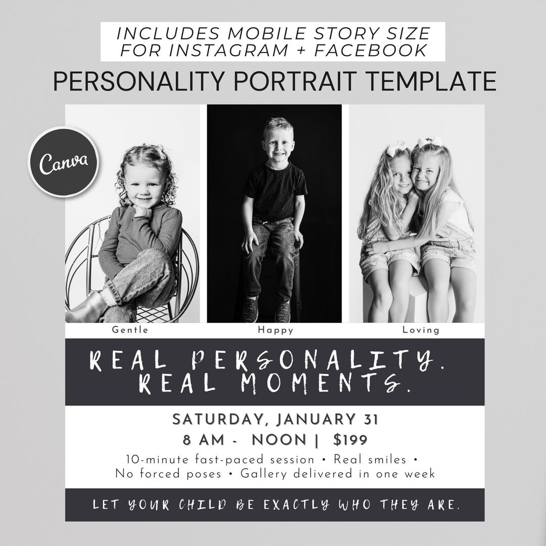 Personality Portrait Collage Template | Editable Canva Social Media ...