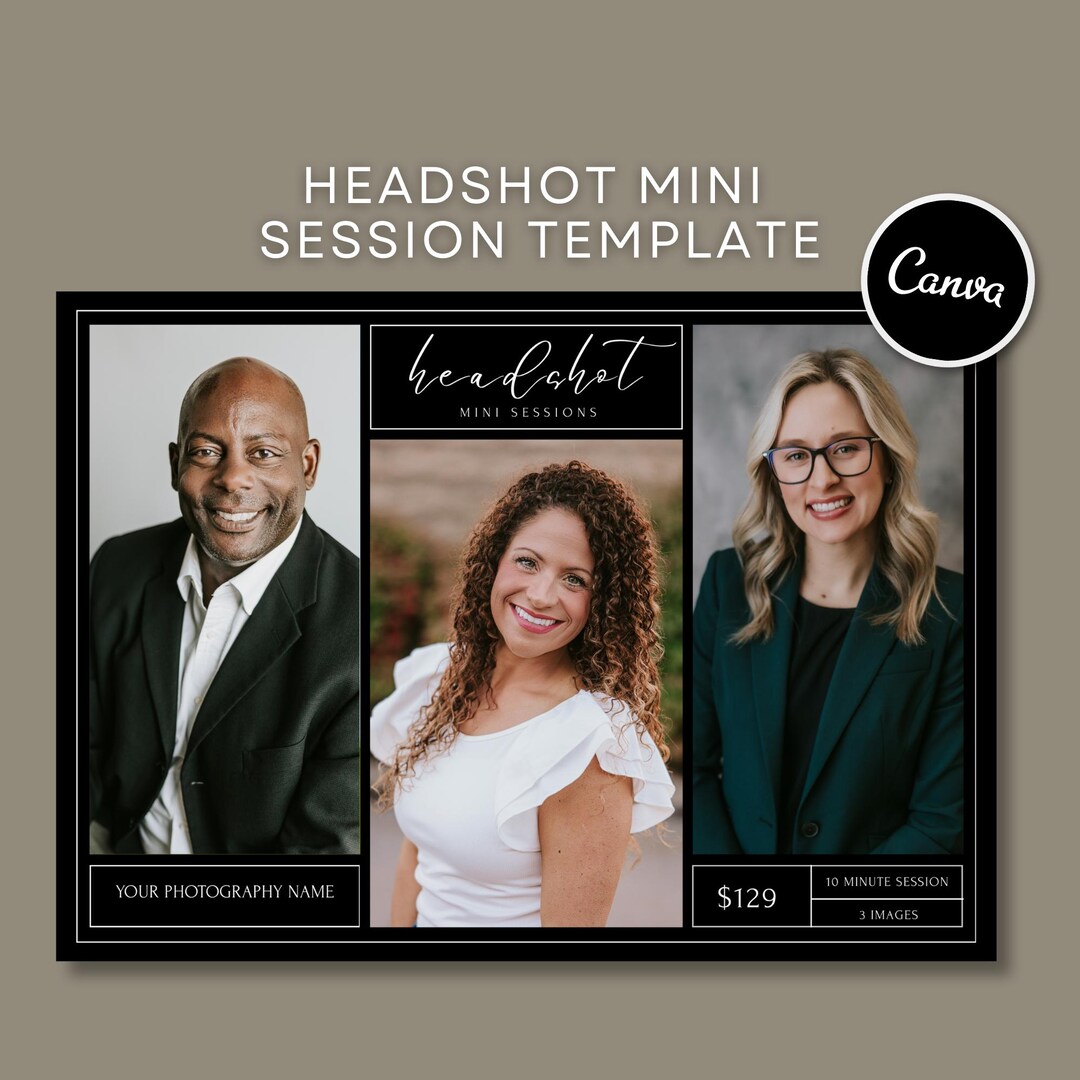 Professional Headshot Mini Session Template | Canva Marketing Graphic ...