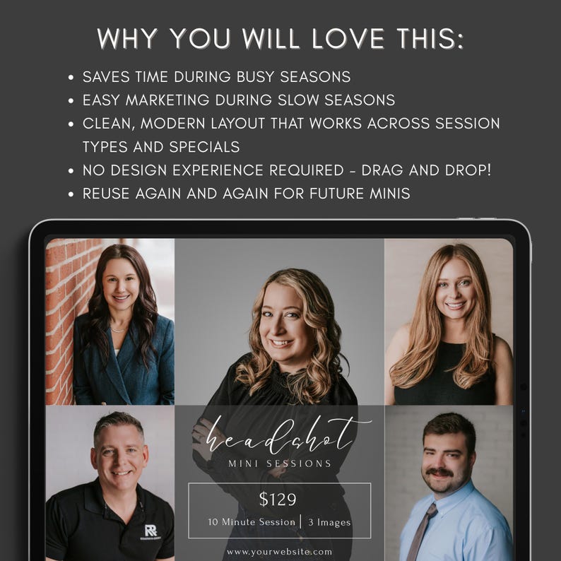Headshot Mini Session Template | Canva Marketing Graphic for ...