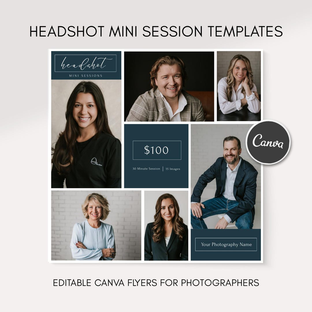 Editable Headshot Mini Session Canva Templates for Photographers - Etsy