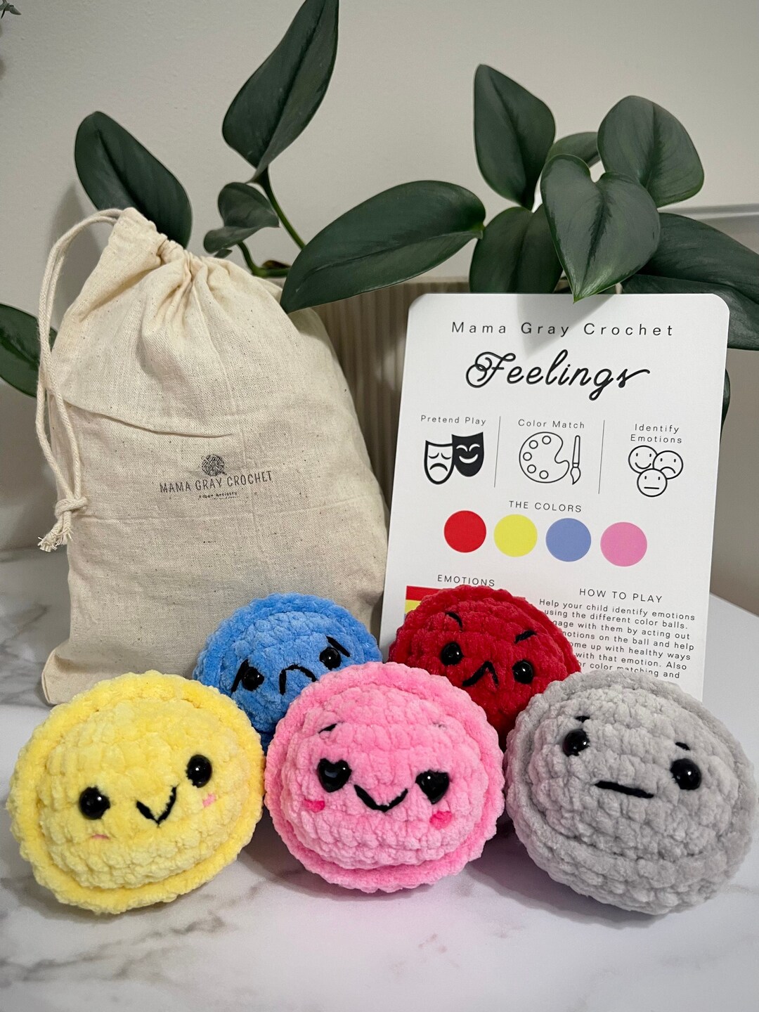 Emotions Stress Balls | Finished Crochet | Toddler Toy | Amigurumi ...