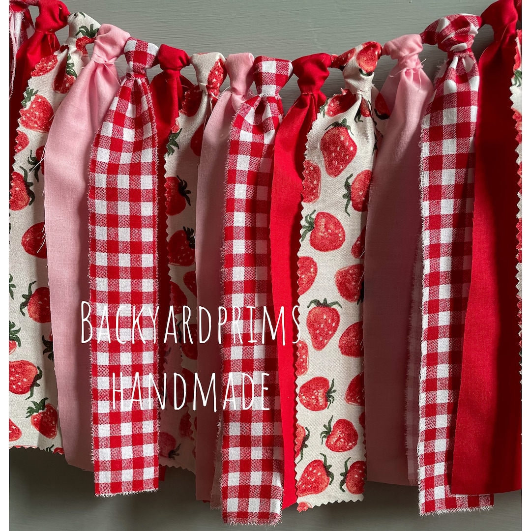 Strawberry Fabric Garland- Berry Sweet One Baby Shower- Birthday Gifts ...