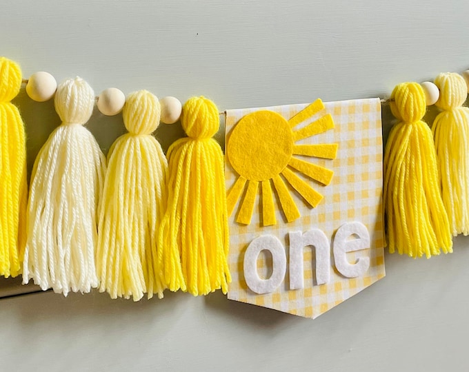 Yellow First Birthday Highchair Banner, 1st Birthday High Chair Bunting ...