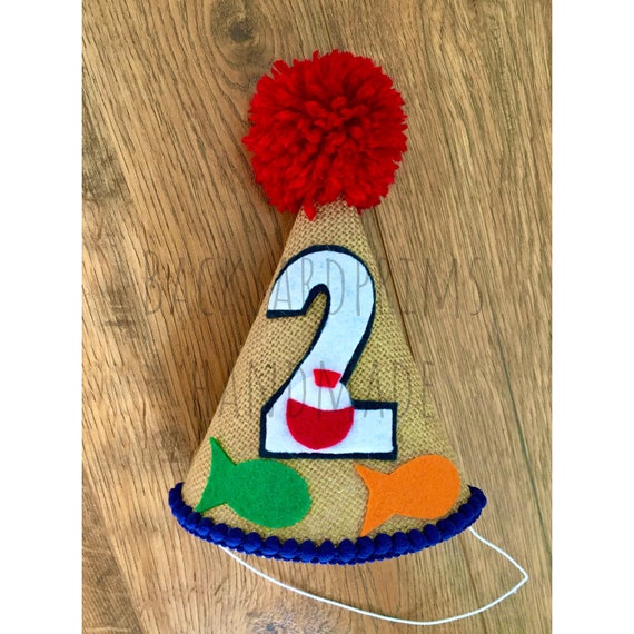 Fish party hat, boy Birthday, Girl Birthday party, fishing Birthday hat ...