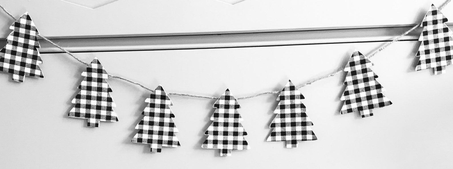 Buffalo Plaid Tree Banner Holiday Decor Mantle Decor - Etsy