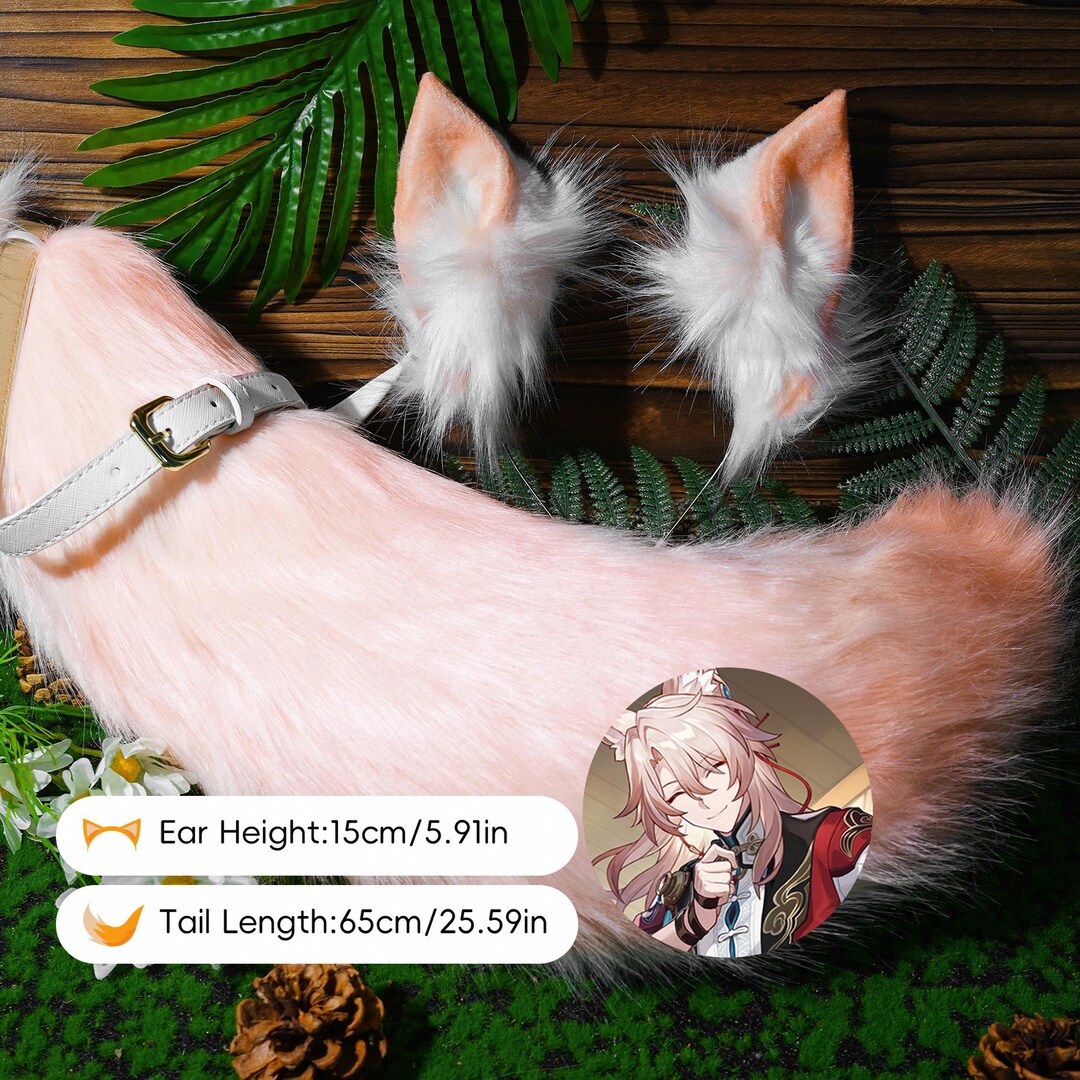 Peach Pink Fox Jiao Qiu Honkai Star Rail Handmade Artificial Fur Costume Ear Tail,cosplay Ears ...